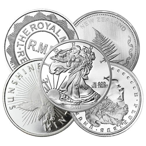 1 oz Silver Round (Varied Condition, Any Mint) 100 Coins Mixed Box ...