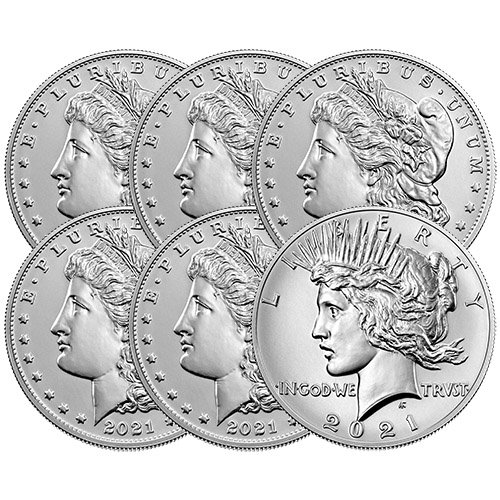2021 Morgan and Peace Silver Dollar 6-Coin Set (Box + CoA) - Dave And ...