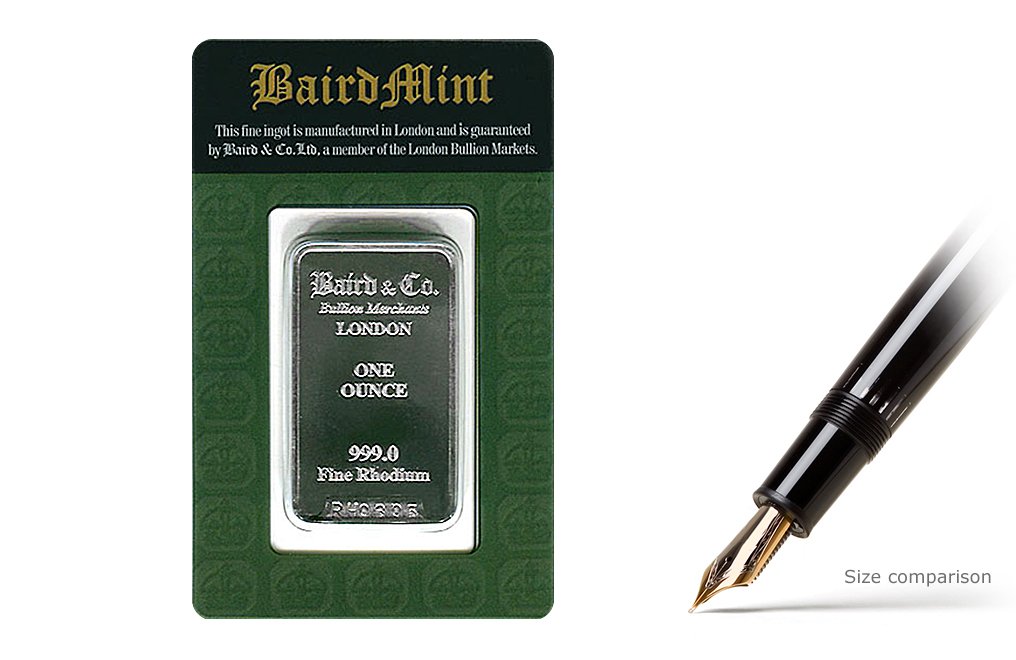 1oz Rhodium Bars Baird&Co - Dave And Co Metals